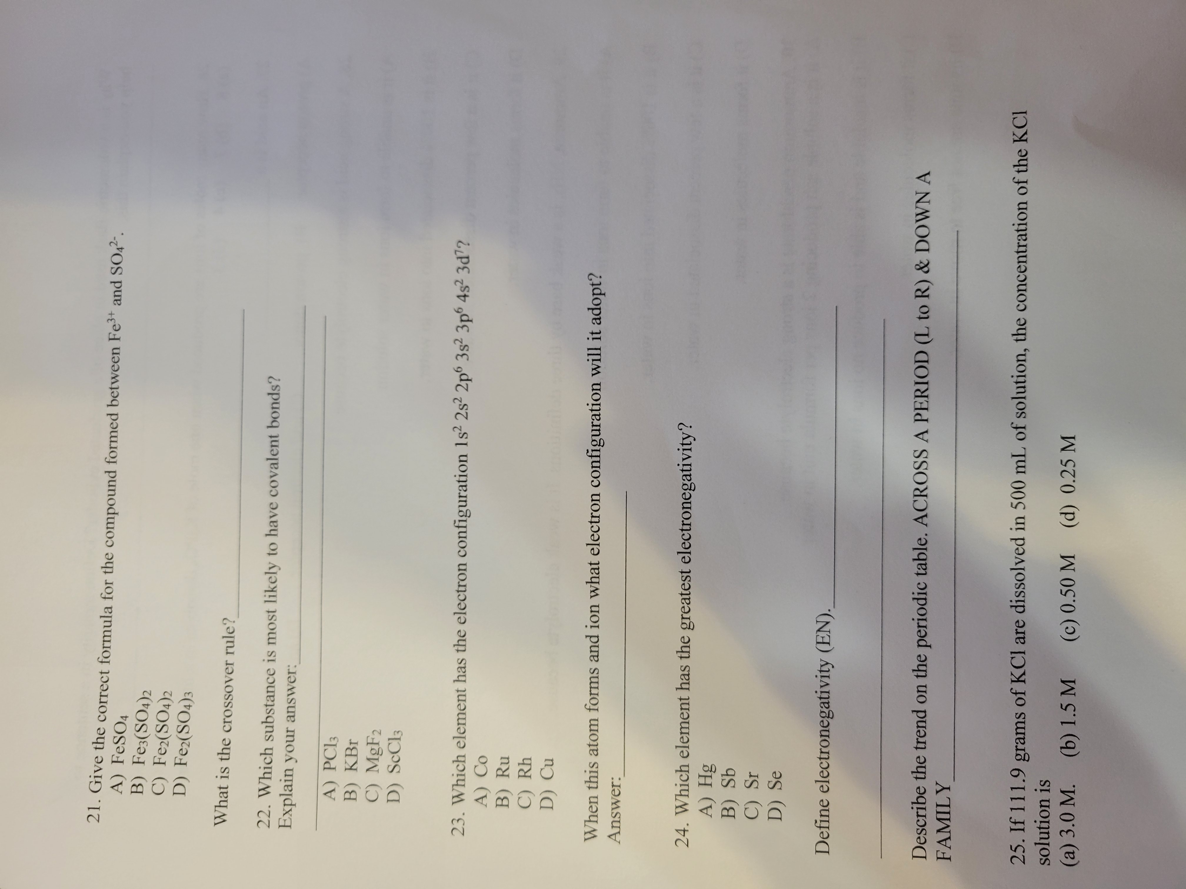 Solved 21. Give the correct formula for the compound formed | Chegg.com