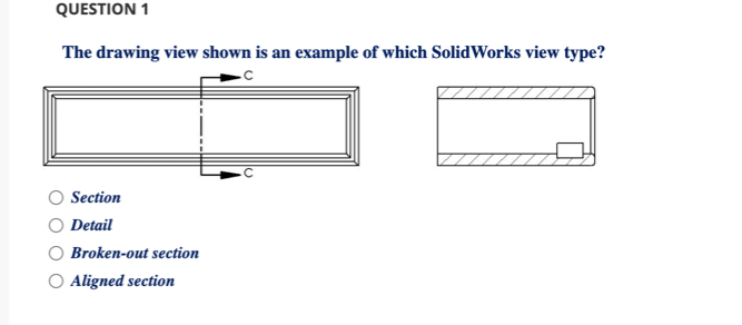 Solved QUESTION 1 The drawing view shown is an example of | Chegg.com