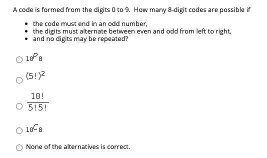 Solved A code is formed from the digits 0 to 9. How many | Chegg.com