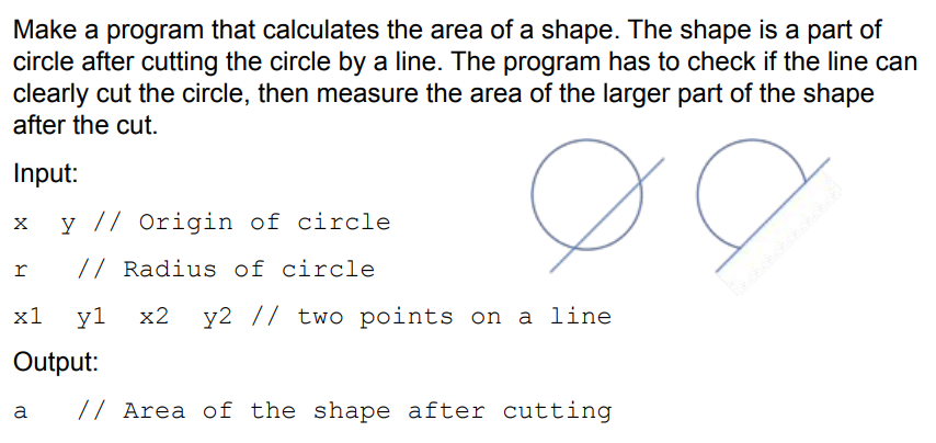 Solved Make a program that calculates the area of a shape. | Chegg.com