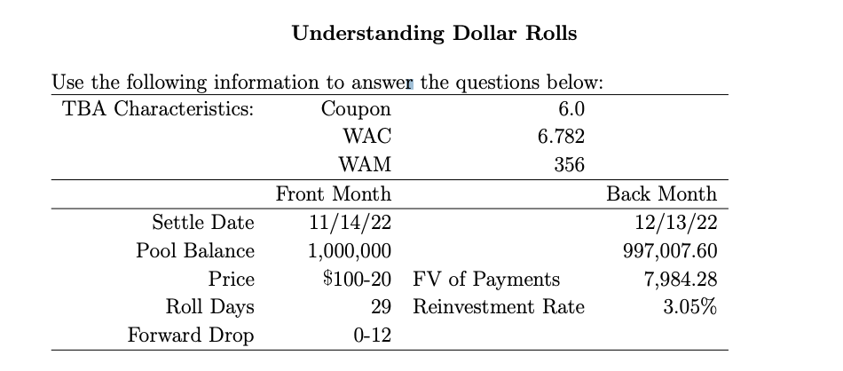Understanding Dollar Rolls7. How much does it cost to | Chegg.com