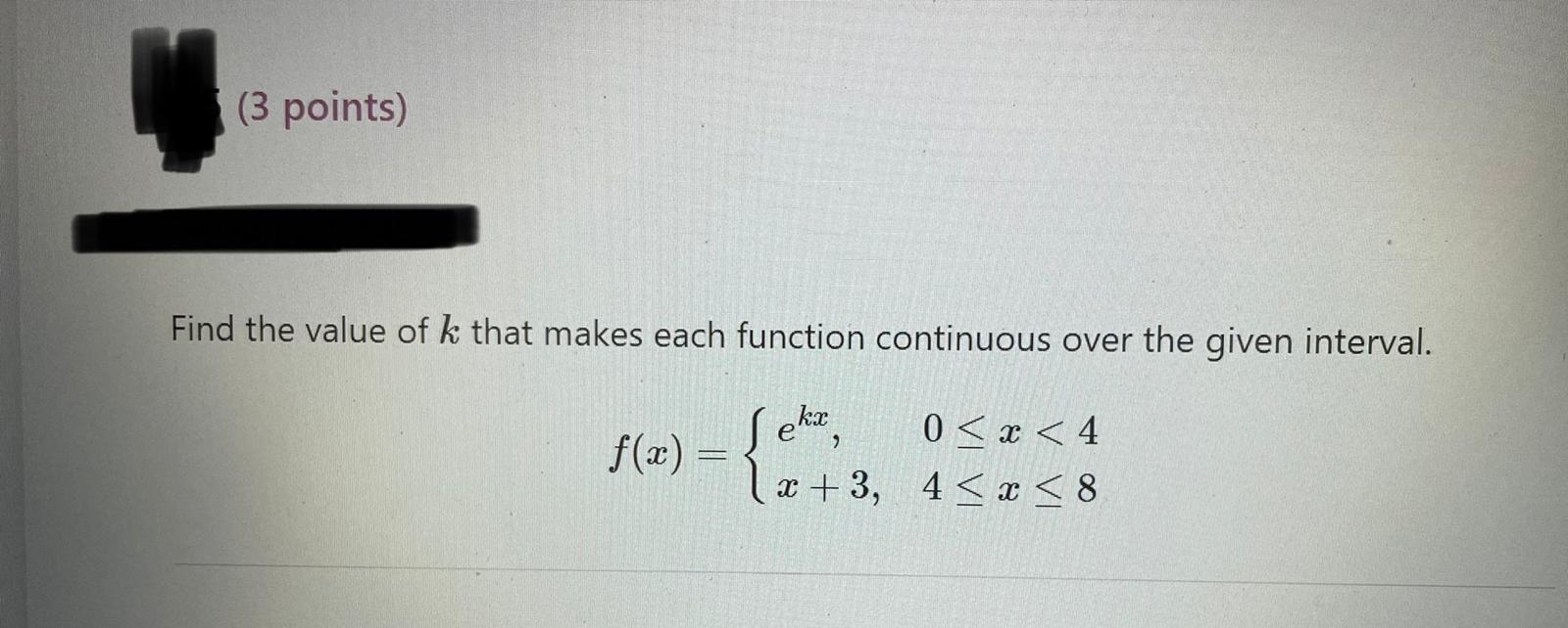 Solved 3 Points Find The Value Of K That Makes Each