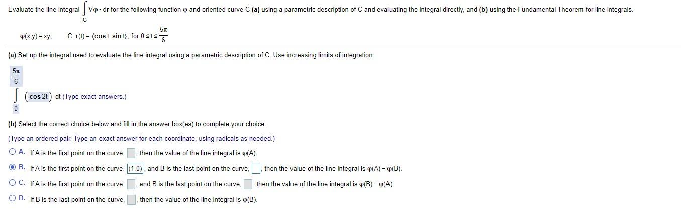 Solved Evaluate the line integral Vo.dr for the following | Chegg.com