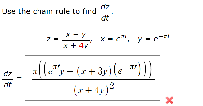 Solved Use the chain rule to find dtdz. | Chegg.com