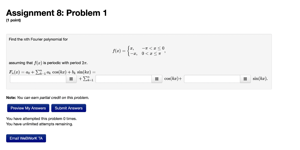 Solved Assignment 8: Problem 1 (1 point) Find the nth | Chegg.com