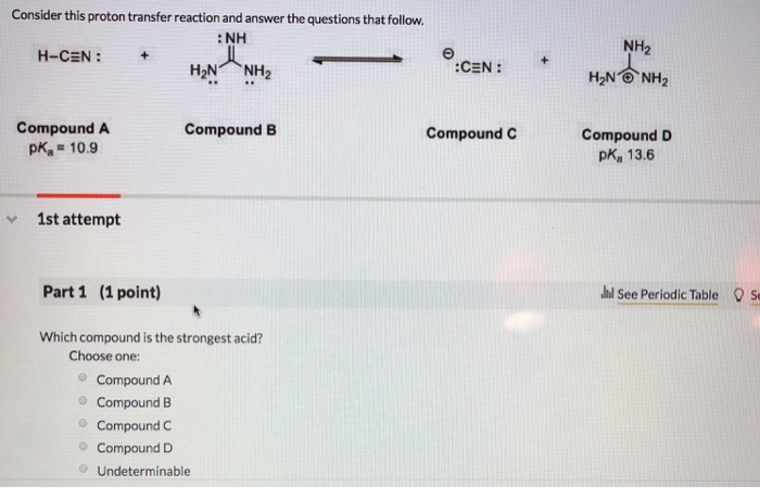 Solved Consider this proton transfer reaction and answer the | Chegg.com