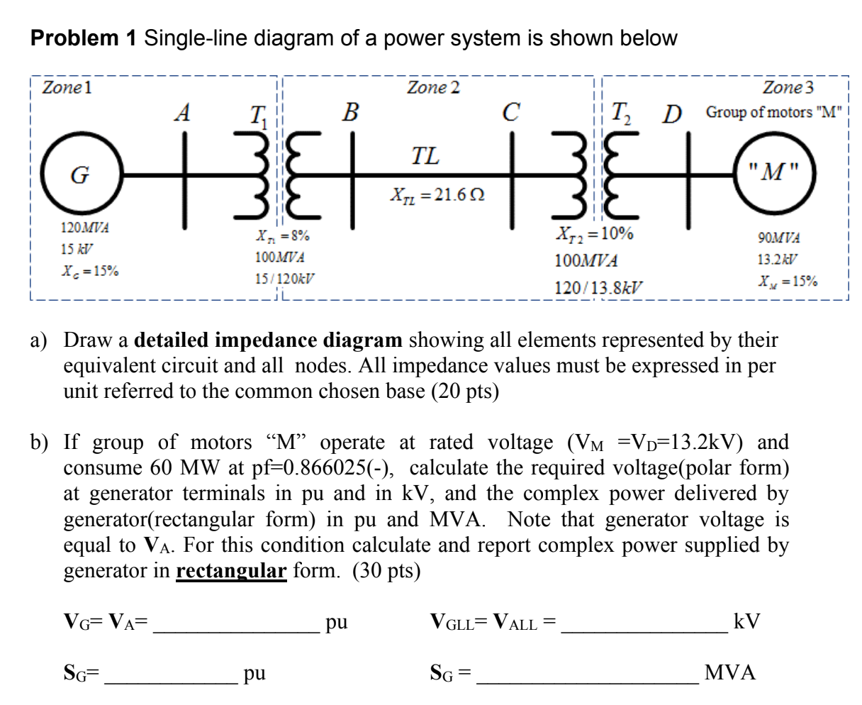 Solved Problem 1 Single-line diagram of a power system is | Chegg.com