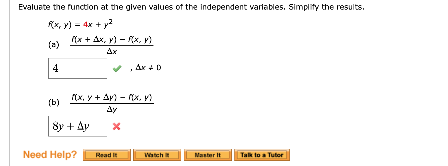 Solved Evaluate the function at the given values of the | Chegg.com