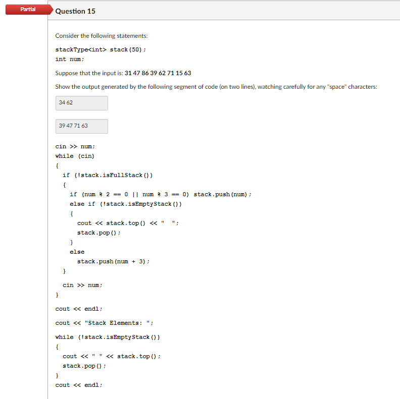 Solved Question 15 Consider the following statements: | Chegg.com