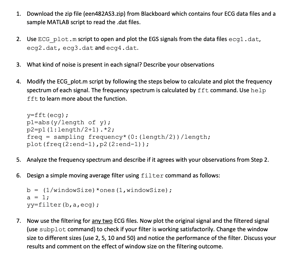 % MATLAB PROGRAM ECG_plot.m % Use this program to | Chegg.com