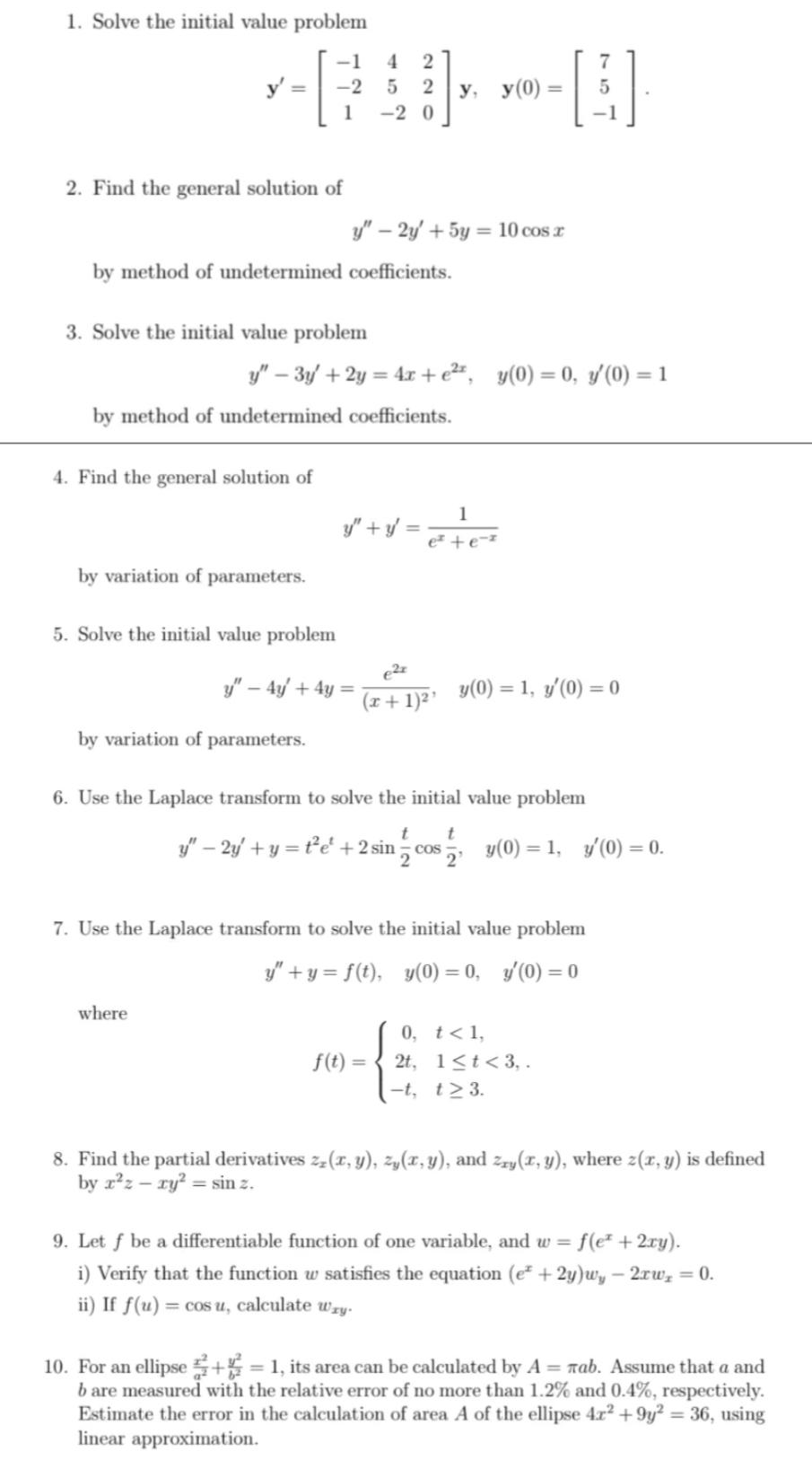 Solved 1. Solve the initial value problem | Chegg.com