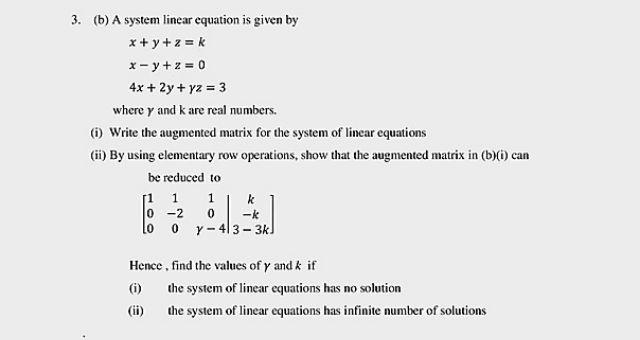 Solved 3. (b) A system linear equation is given by | Chegg.com