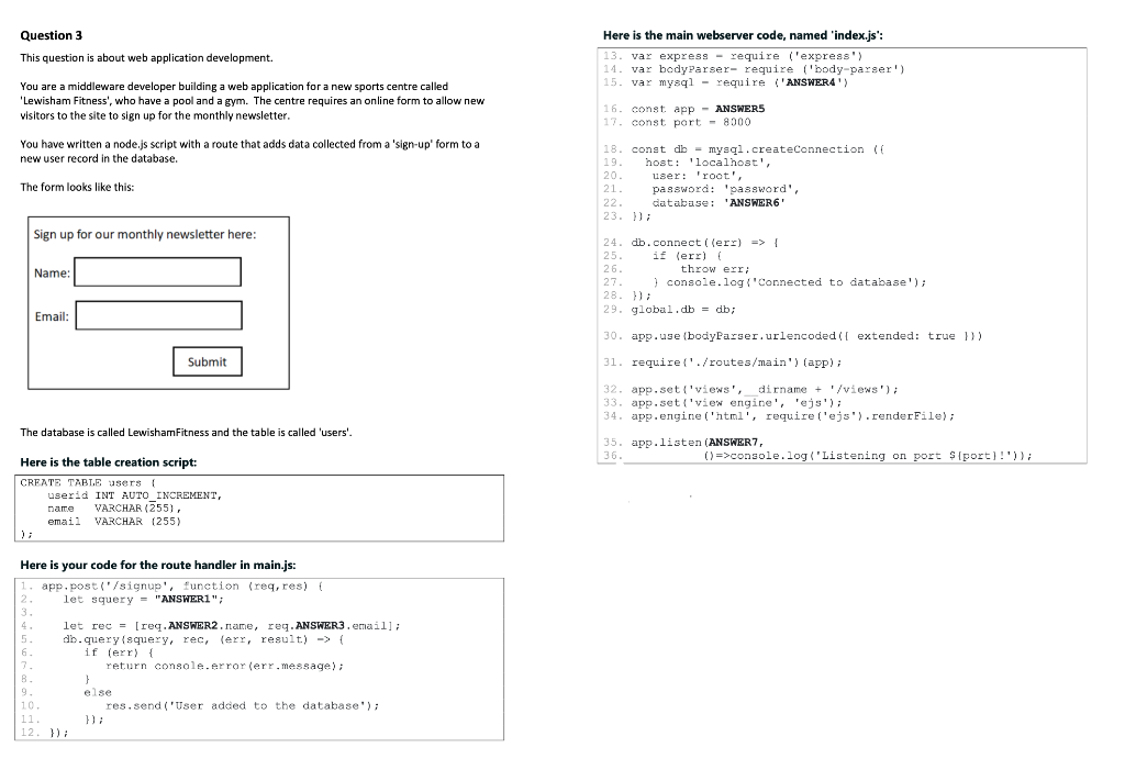 Solved Show the changes you would make to the signup route | Chegg.com