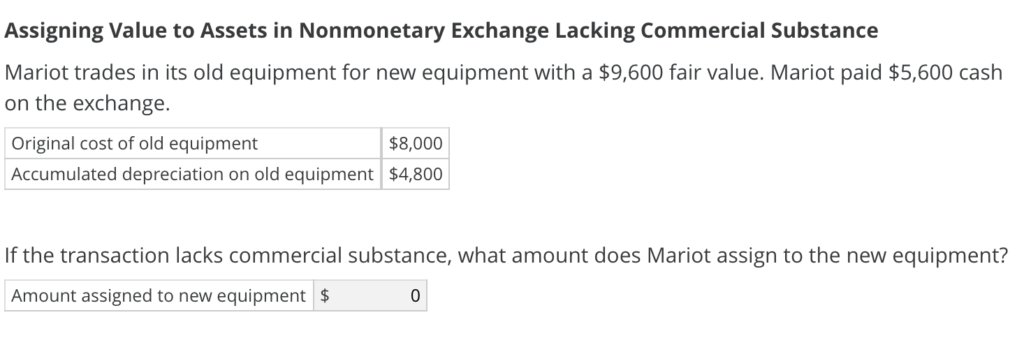 Solved Assigning Value to Assets in Nonmonetary Exchange | Chegg.com