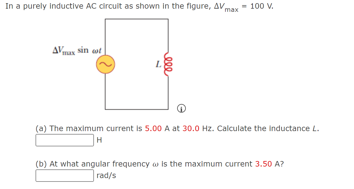 Solved In a purely inductive AC circuit as shown in the | Chegg.com
