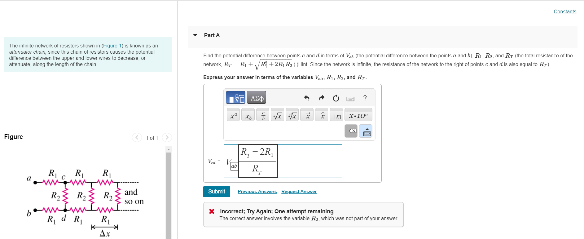 Solved The infinite network of resistors shown in (Figure 1) | Chegg.com
