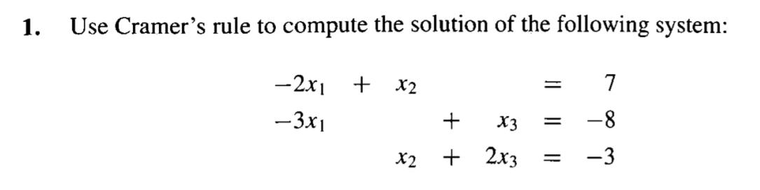 Solved Please show steps of using Cramer's rule! I get lost | Chegg.com