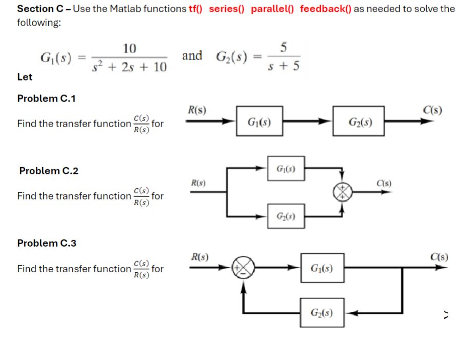 Solved I need the matlab code for each .Section C-Use the | Chegg.com