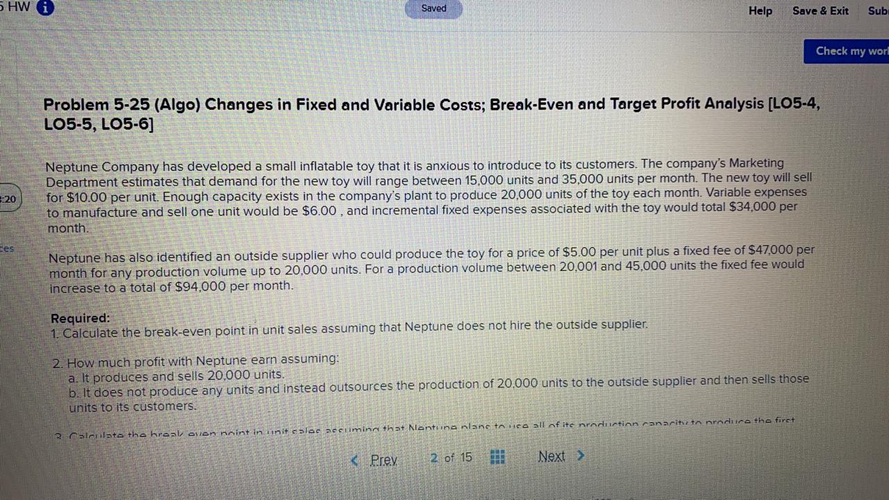 Solved 5 HW i Saved Help Save & Exit Sub Check my worl | Chegg.com