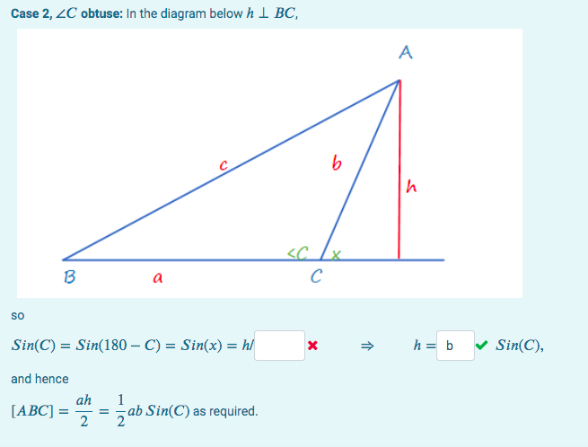 Solved Proof: Case 1, 2C acute: In the diagram below h 1 BC, | Chegg.com