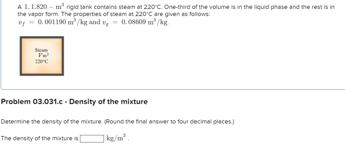 Solved Problem 03.031.c - ﻿Density of the mixtureDetermine | Chegg.com