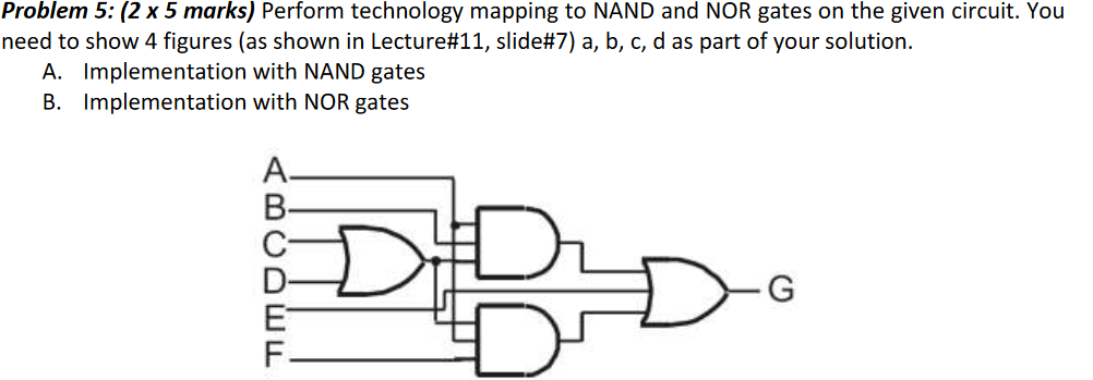 Solved Problem 5: (2 x 5 marks) Perform technology mapping | Chegg.com
