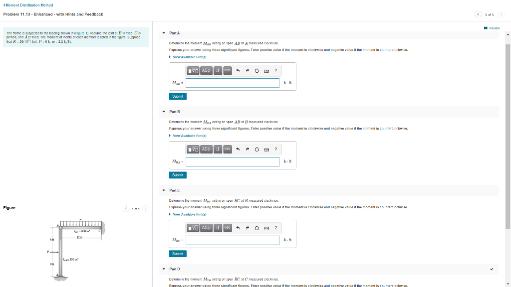 Solved Moment Distribution Method Problem 11.13 - Enhanced | Chegg.com