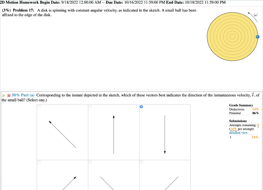Solved (3\%) Problem 17: A disk is spinning with constant | Chegg.com