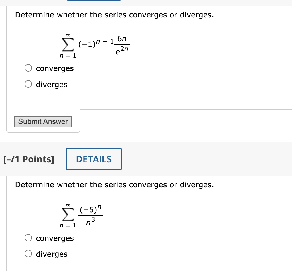 Solved Determine whether the series converges or | Chegg.com