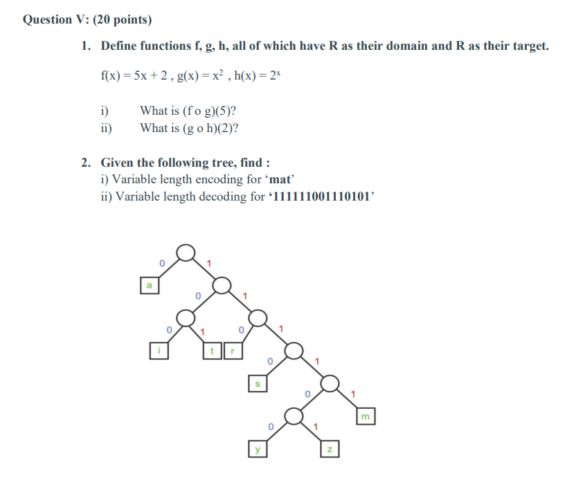 Solved 1 Define Functions F G H All Of Which Have R As