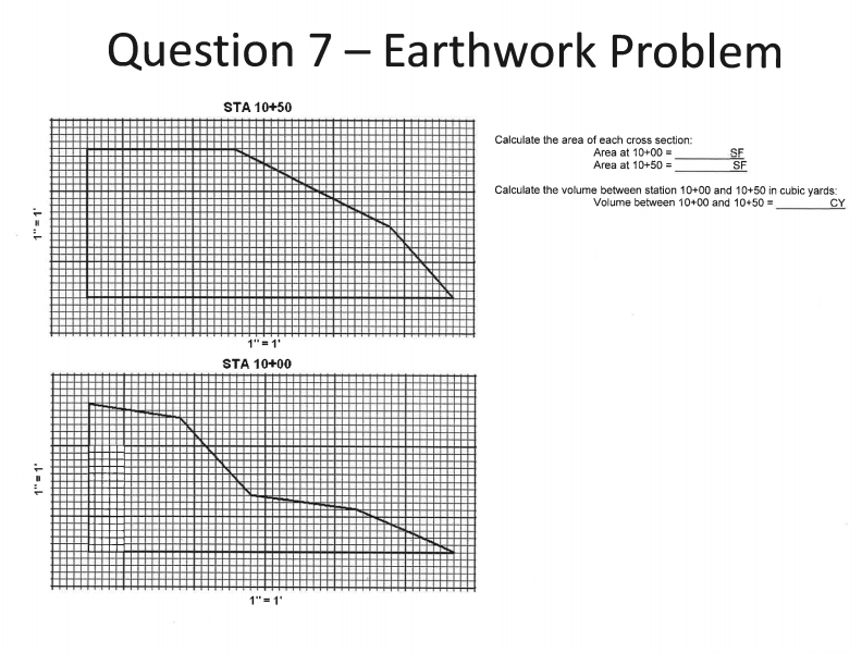 Solved Question 7 - Earthwork Problem STA 10+50 Calculate | Chegg.com