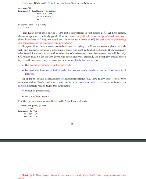 Solved Let's run KNN with K = 1 on this train/test set | Chegg.com