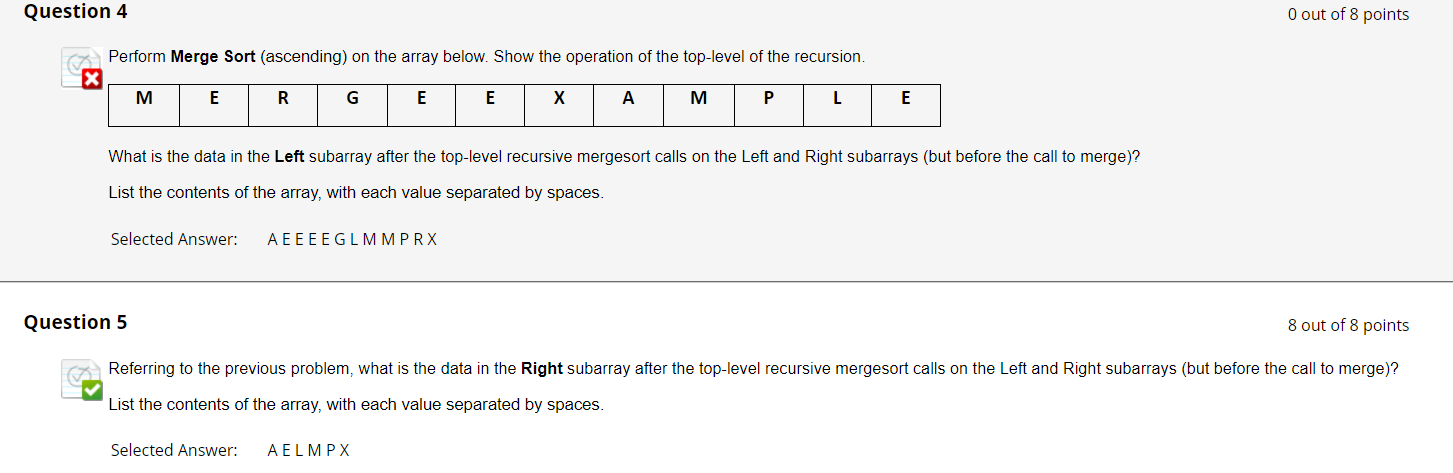 Solved Perform Merge Sort (ascending) on the array below. | Chegg.com