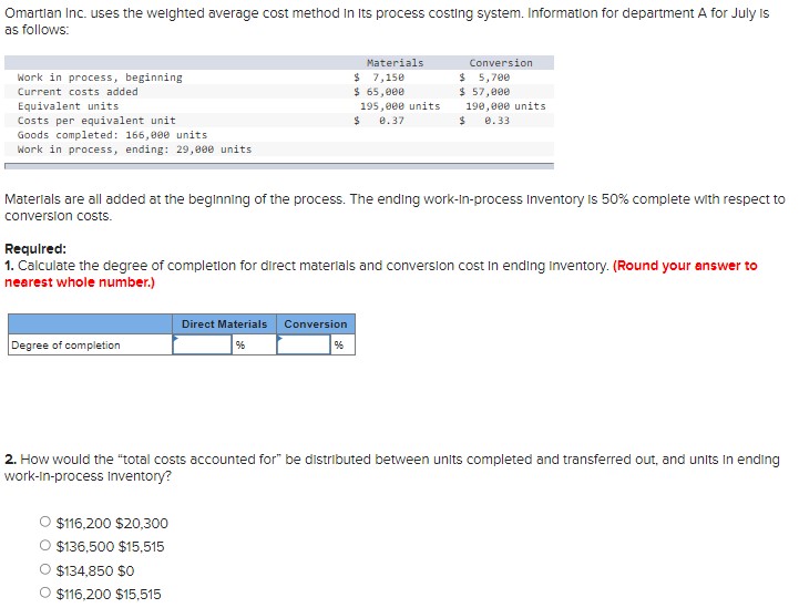 Solved Omartlan Inc. uses the weighted average cost method | Chegg.com