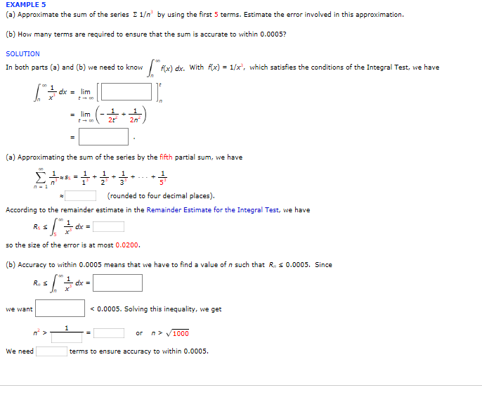 Solved EXAMPLE 5 (a) Approximate the sum of the series Σ | Chegg.com