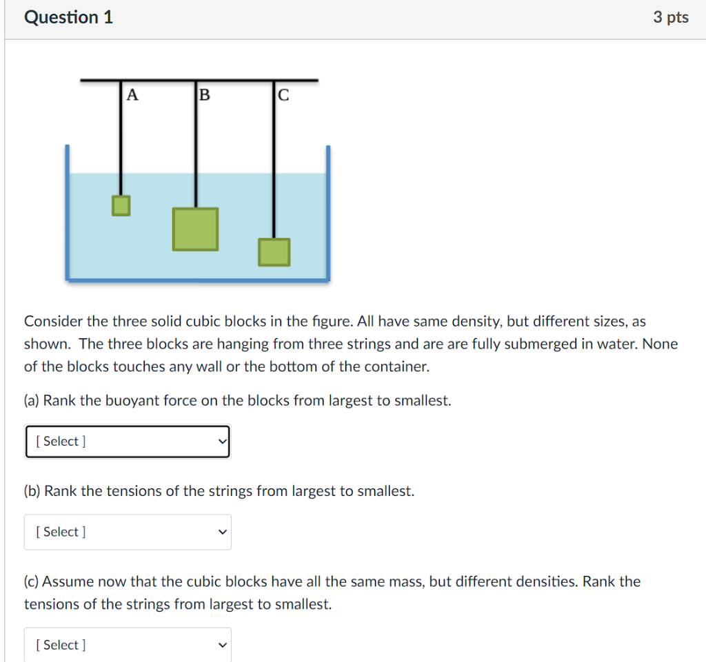 Solved Question 1 3 pts Consider the three solid cubic | Chegg.com