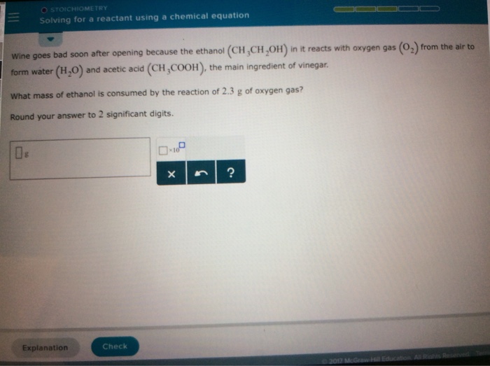 Solved O STOICHIOMETRY -Solving for a reactant using a | Chegg.com