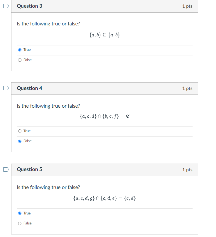 Solved Question 3\\n1 pts\\nIs the following true or | Chegg.com