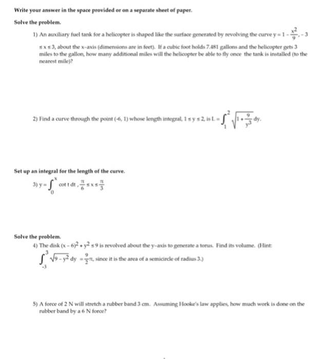 Solved Write your answer in the space provided or on a | Chegg.com