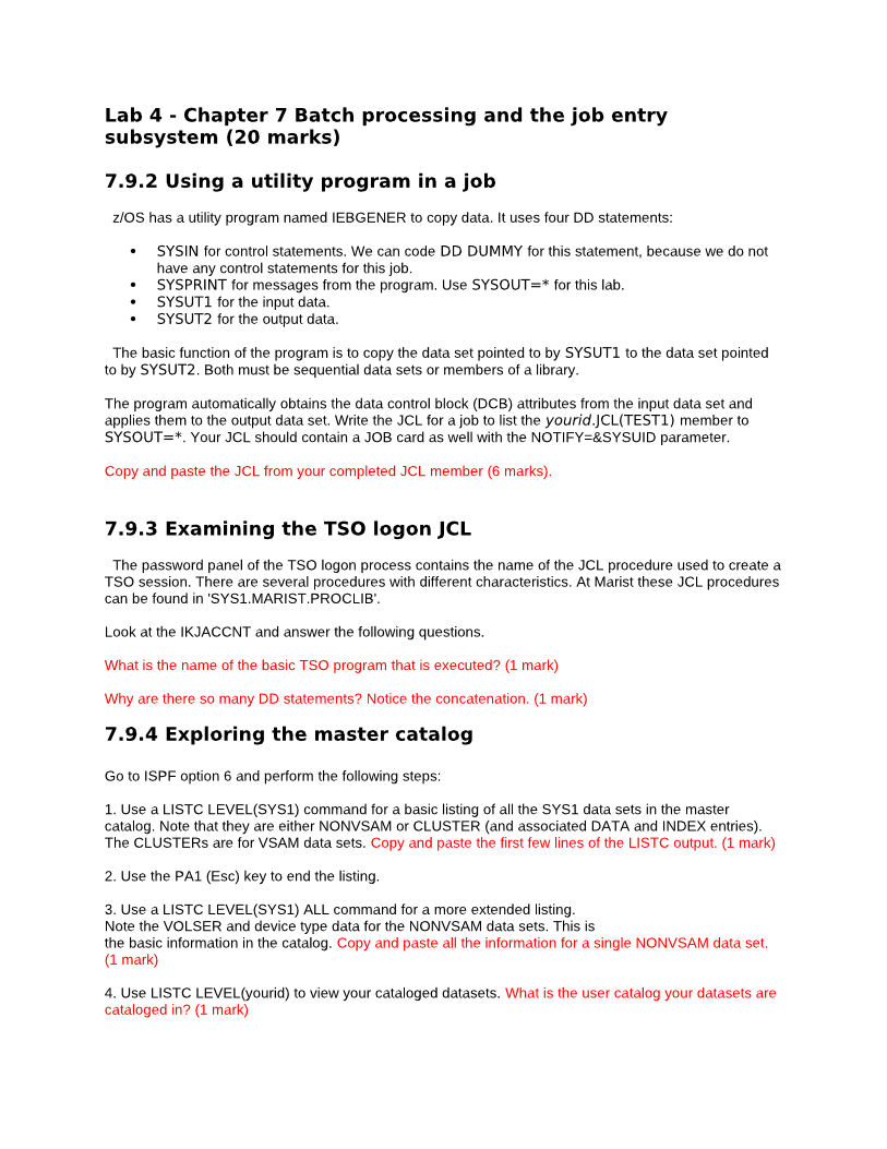 Lab 4 - Chapter 7 Batch processing and the job entry | Chegg.com