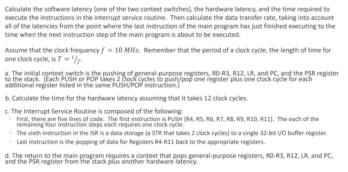 Calculate the software latency (one of the two | Chegg.com
