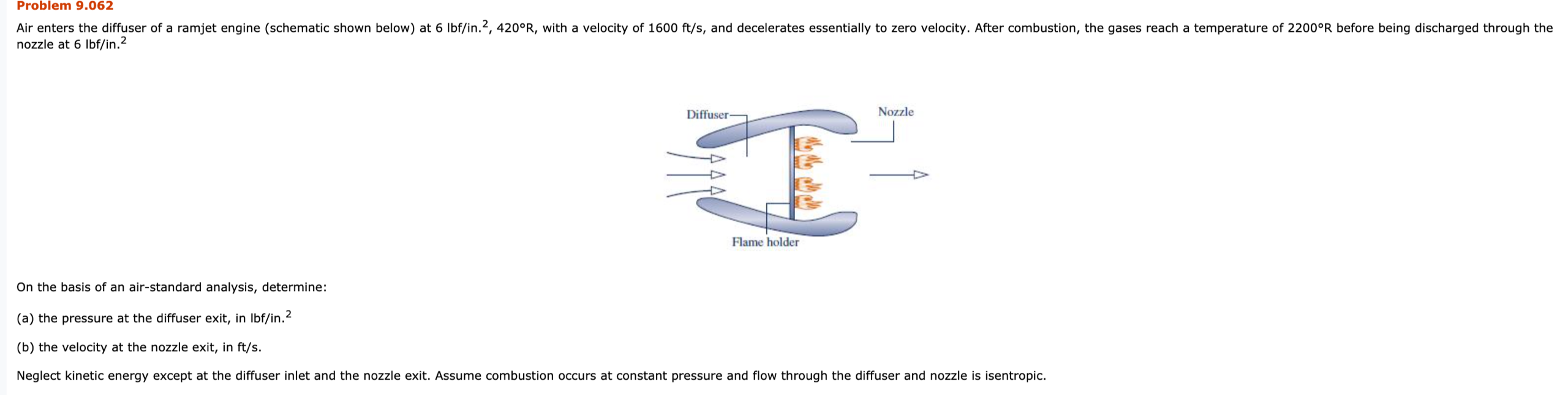 Solved Problem 9.062 Air enters the diffuser of a ramjet | Chegg.com