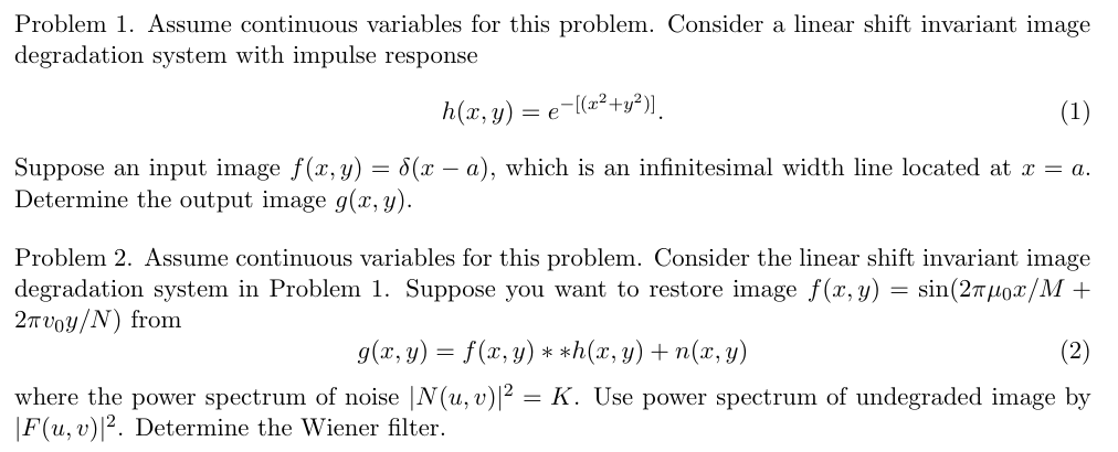 Solved Problem 1. ﻿Assume continuous variables for this | Chegg.com