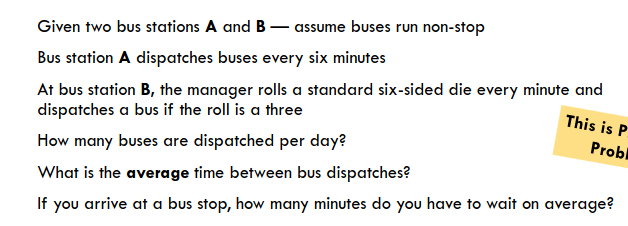 Solved Given two bus stations A and B− assume buses run | Chegg.com