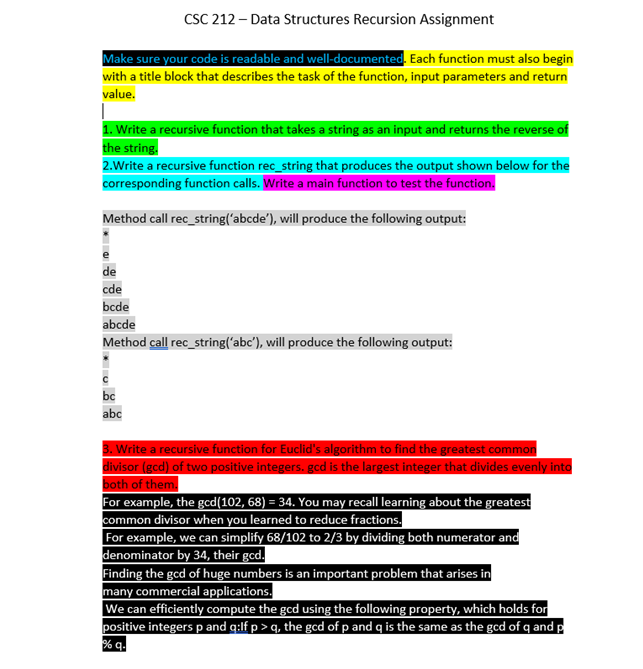 Solved Please read the following Recursion assignment. You | Chegg.com