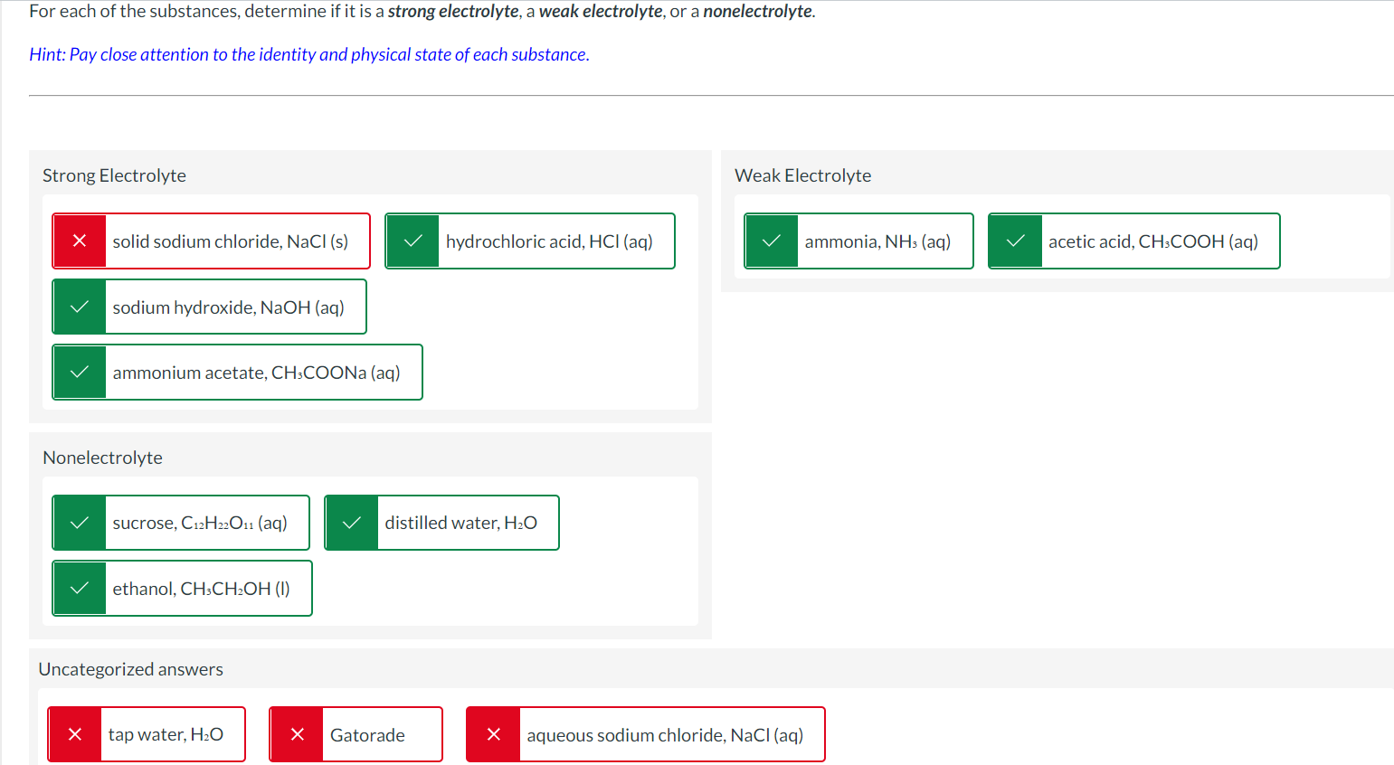 Solved For each of the substances, determine if it is a | Chegg.com Solved For each of the substances, determine if it is a | Chegg.com