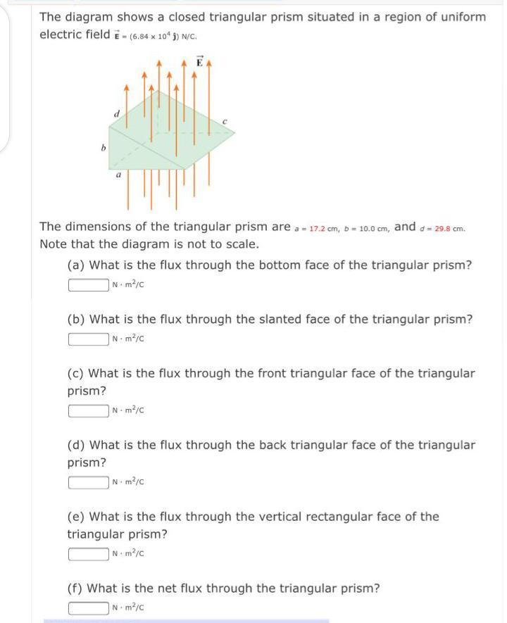 Solved The diagram shows a closed triangular prism situated | Chegg.com