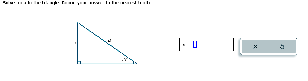 Solved Solve for x in the triangle. Round your answer to the | Chegg.com