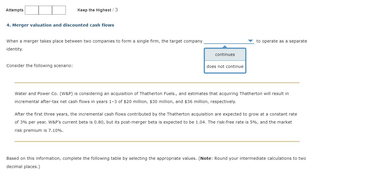 Solved 4. Merger valuation and discounted cash flows When a | Chegg.com