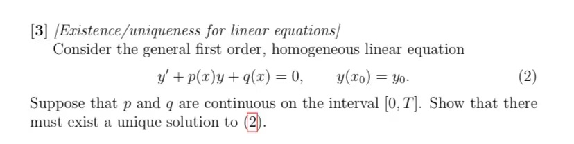 Solved [3] [Existence/uniqueness for linear equations] | Chegg.com